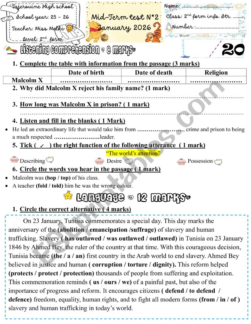 2nd form test 2 - ESL worksheet by English-teacher 38