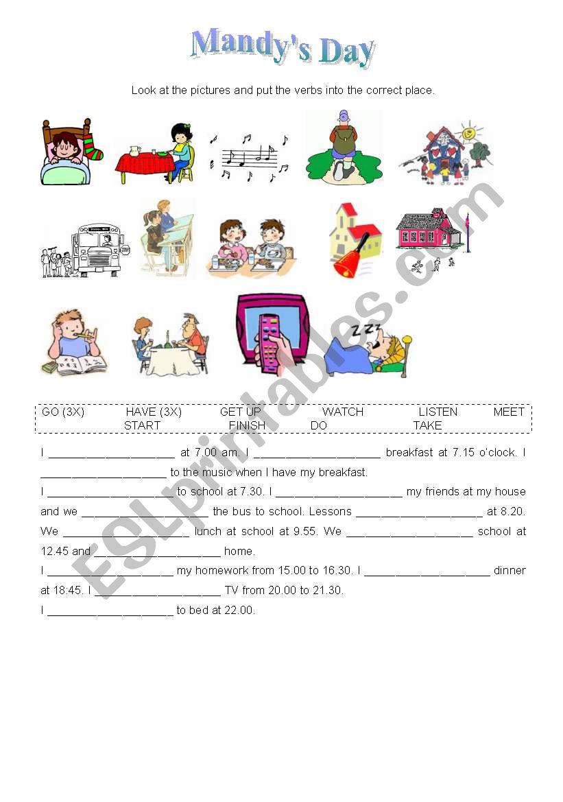 Mandy´s Day - ESL worksheet by DAVIVA