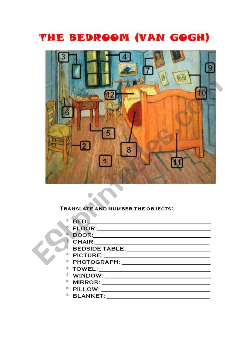 Van Gogh´s Bedroom - ESL worksheet by papitos