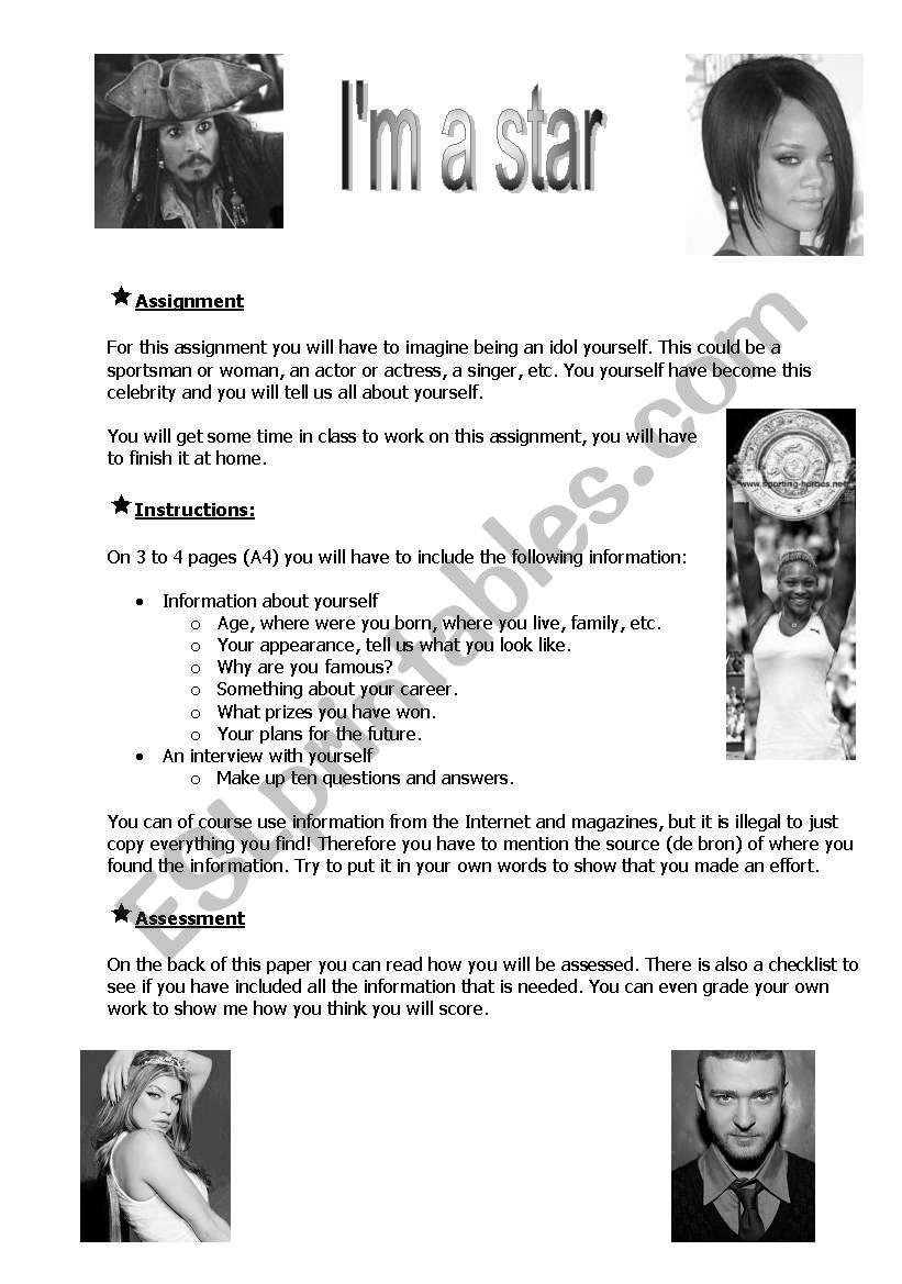 I´m star - ESL worksheet by Yfje