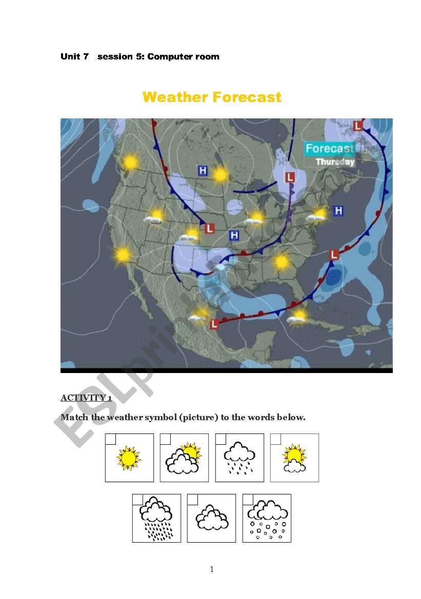 Weather Forecast ESL Worksheet By Remuestitos