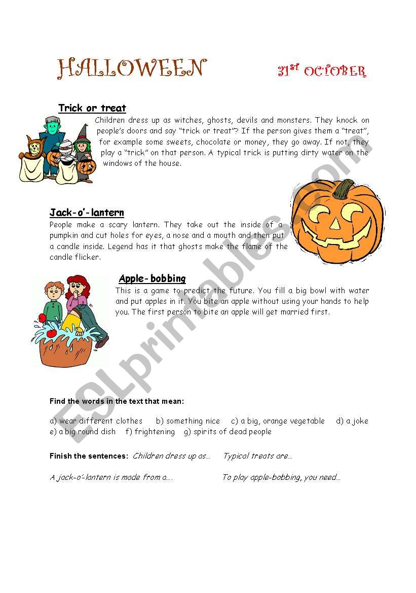 Hallowe´en traditions - ESL worksheet by blueel