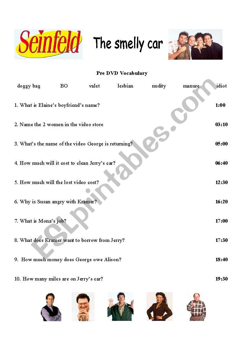 Seinfeld ´The smelly car´ - ESL worksheet by lindi&jo
