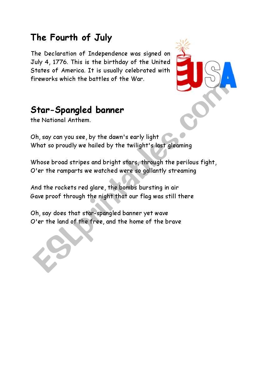 Exercise Top 10 USA Facts ESL Worksheet By FRIEDA76, 52% OFF