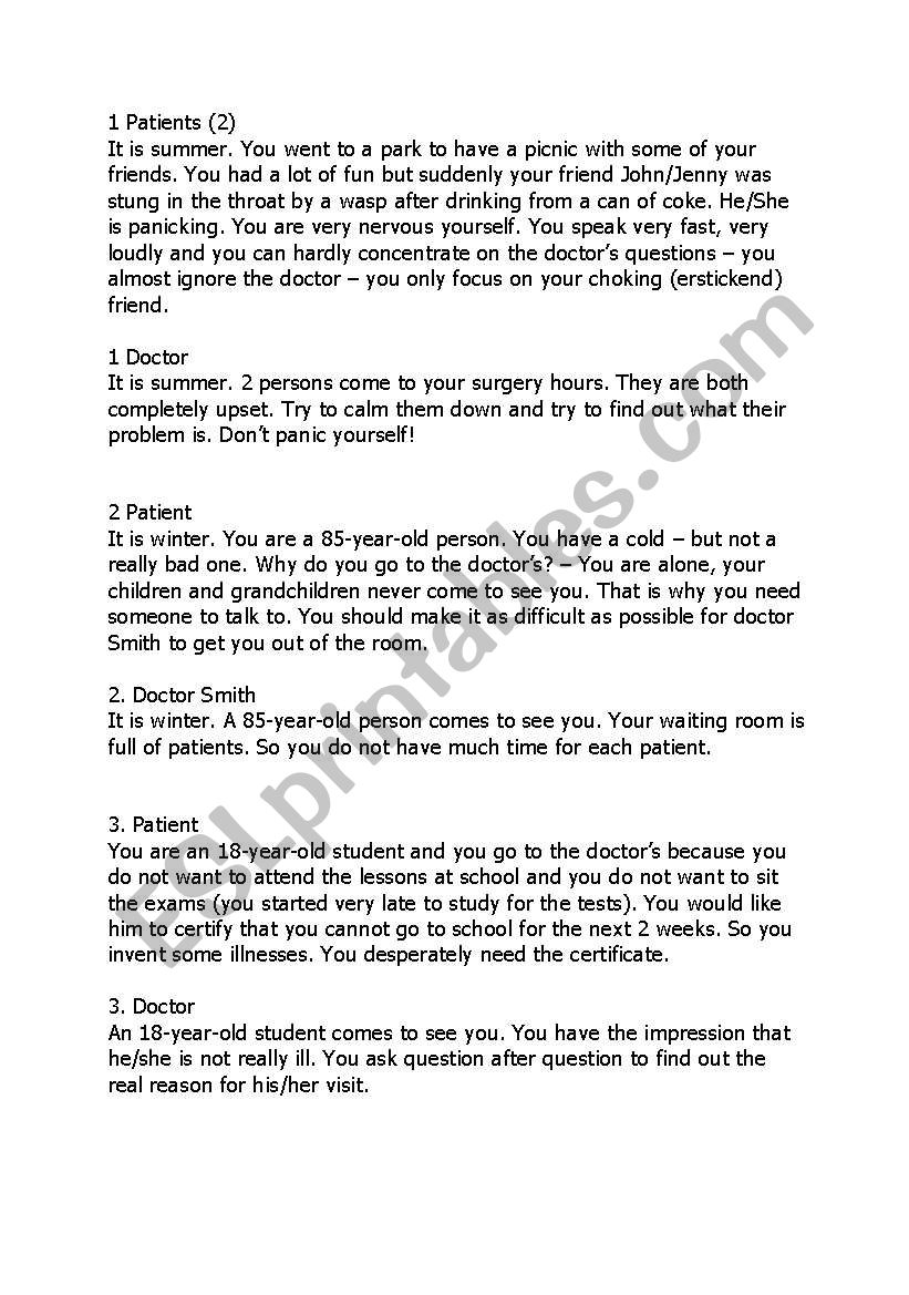 Health - At the doctor´s - ESL worksheet by Martin Storck