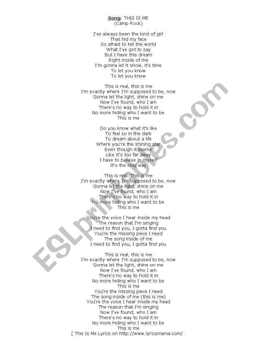 SONG INTRODUCING ME (CAMP ROCK 2) ESL Worksheet By Rroblesa, 43% OFF