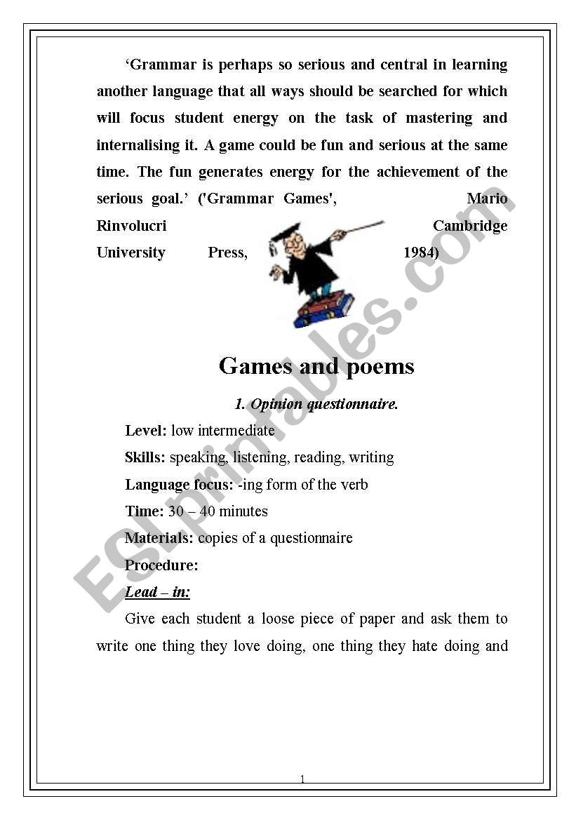 easy anâ interesting grammar of the English language - ESL worksheet by ...