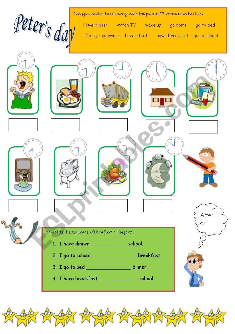Peter´s day - ESL worksheet by dublinschool