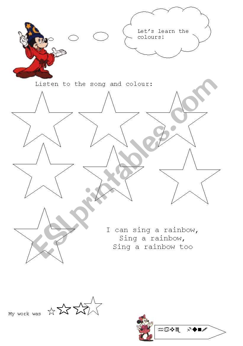 English worksheets: let´s learn the colours