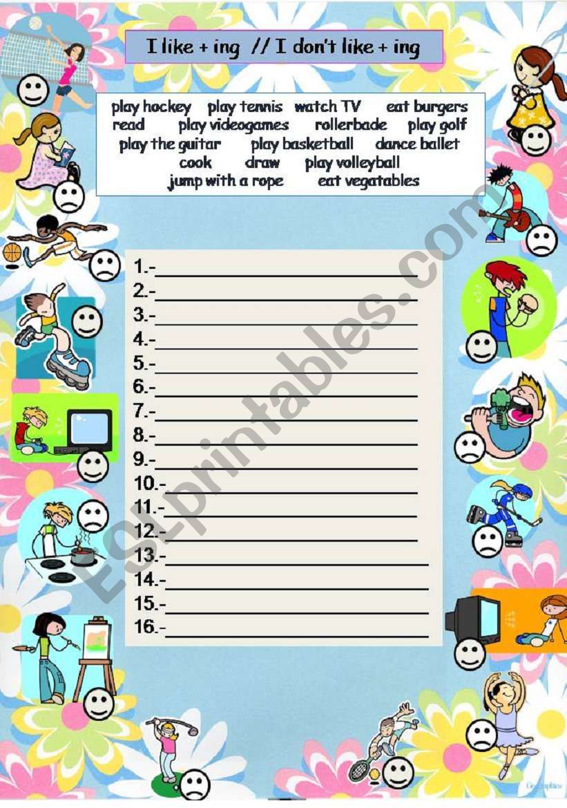 I like - I don´t like - ESL worksheet by Inrode