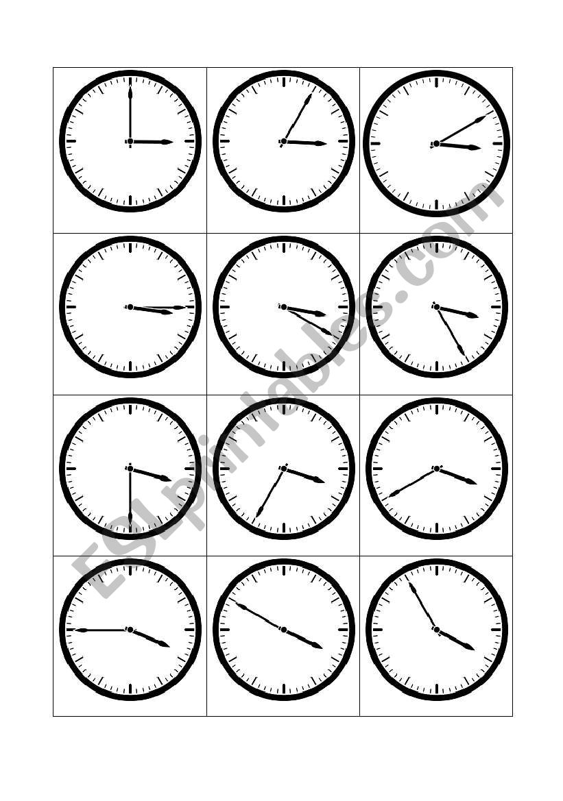 Telling the time - 3 o´clock - ESL worksheet by Kringlan