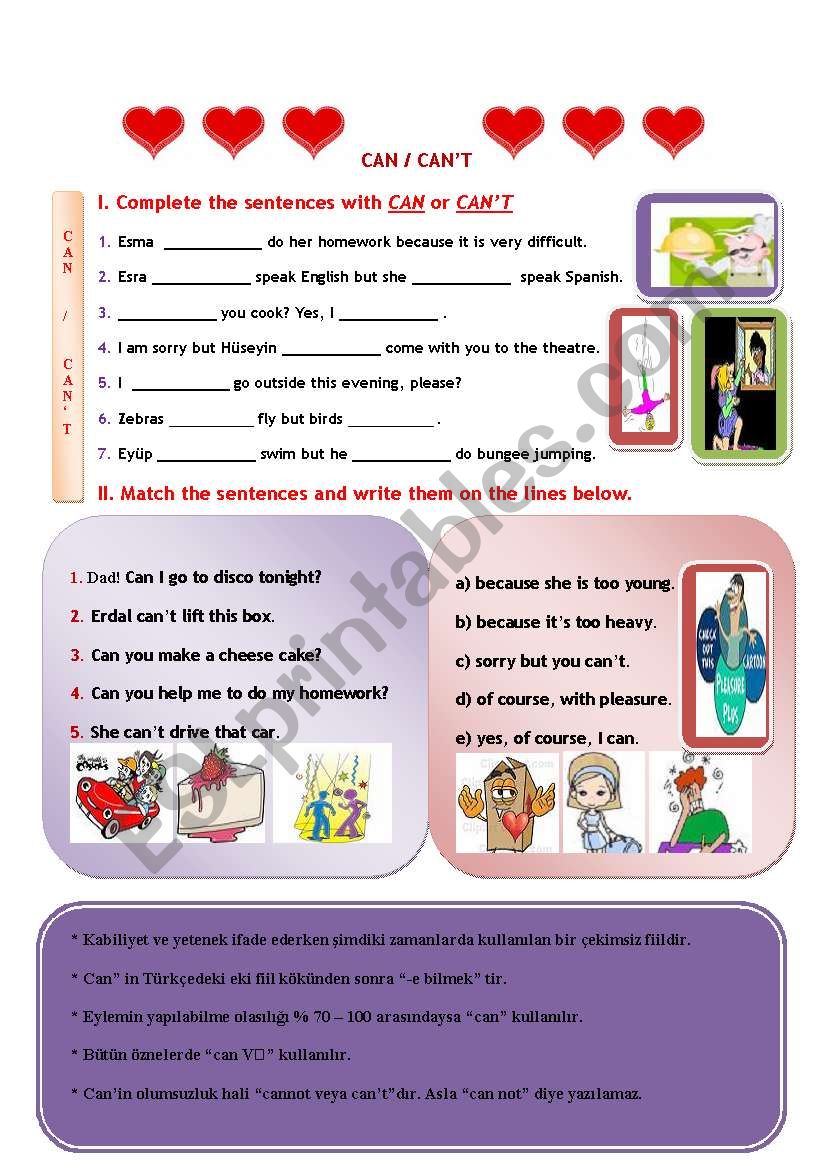 can / can´t - ESL worksheet by perspective