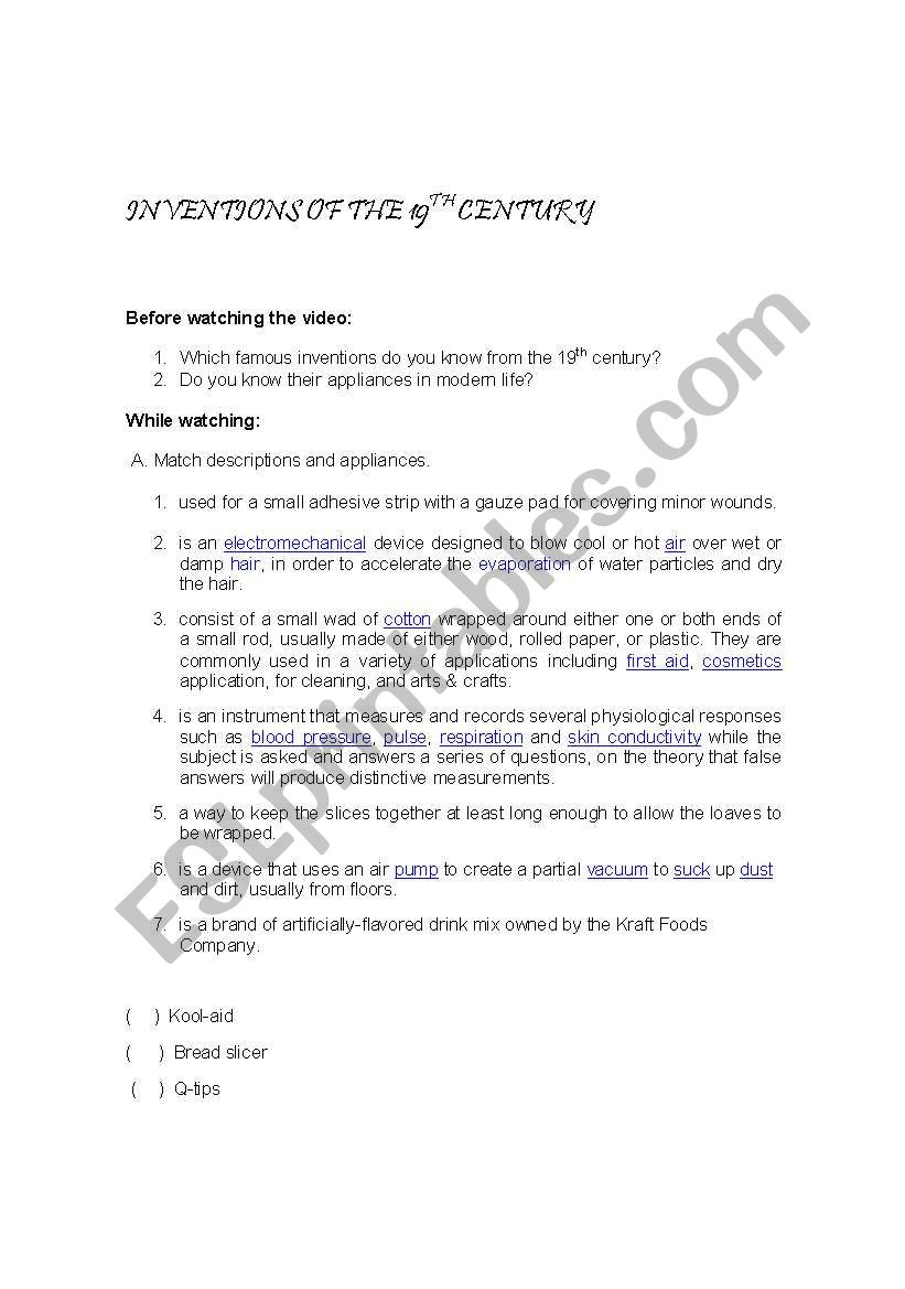 Inventions of the 1920`s - ESL worksheet by pandrea