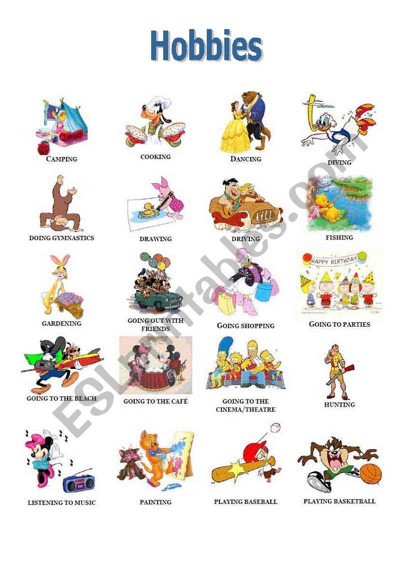 Hobbies Esl Worksheet By Sílvia73