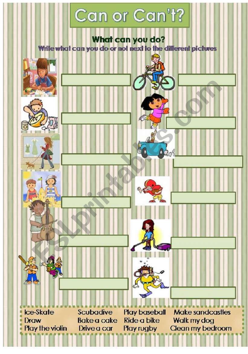 What can you do? Can or Can´t - ESL worksheet by Inrode