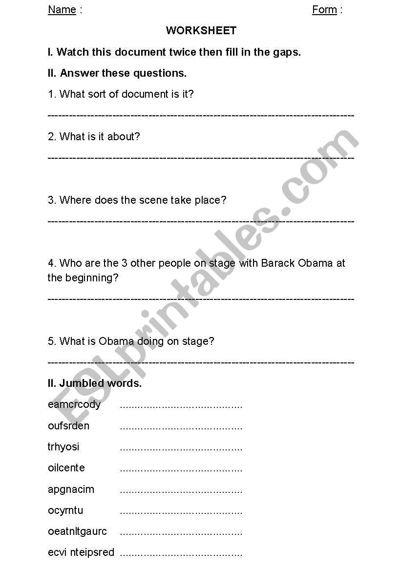 Obama´s victory speech_Part 2 - ESL worksheet by dodger25