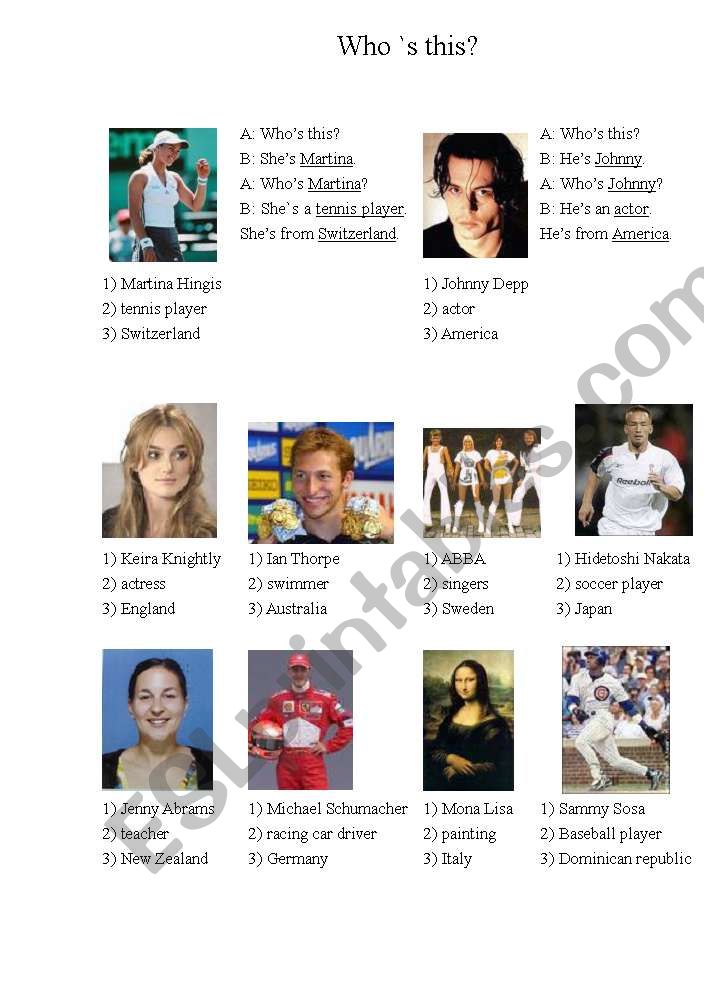 Who´s this? - ESL worksheet by jenny_abrams@hotmail.com