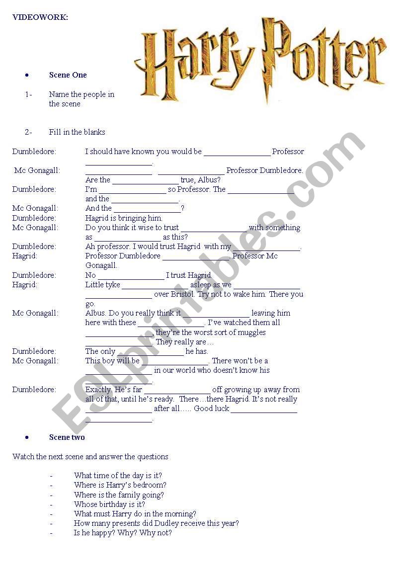 Harry Potter and the Sorecerer´s Stone - ESL worksheet by Rose_uy