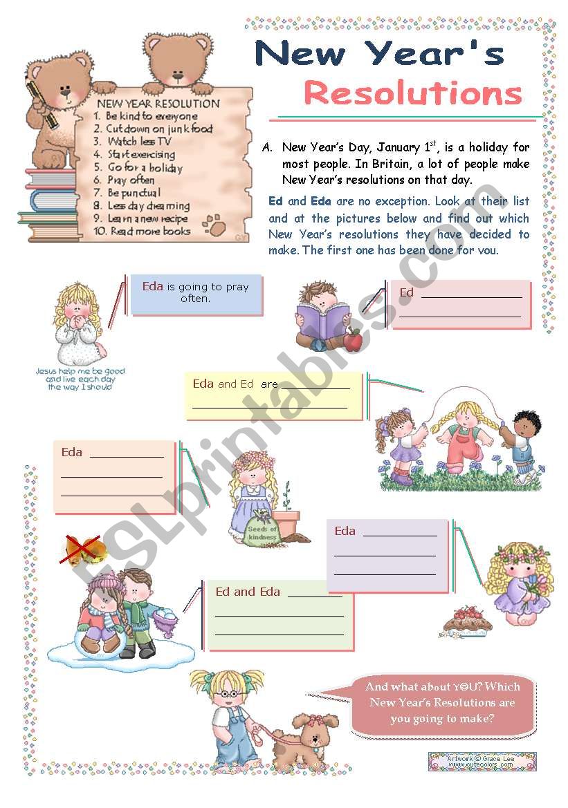 New Year´s Resolutions - Be going to Future - Part I - ESL worksheet by ...