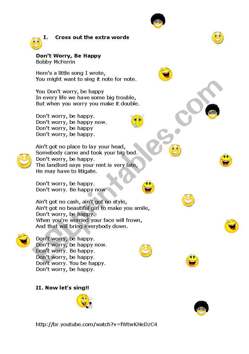 Don´t worry be happy - ESL worksheet by apturbay
