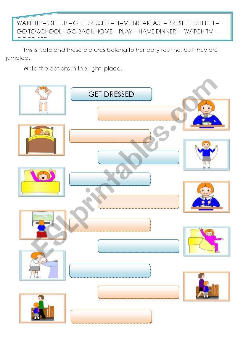 KATE´S DAILY ROUTINE - ESL worksheet by evelinamaria