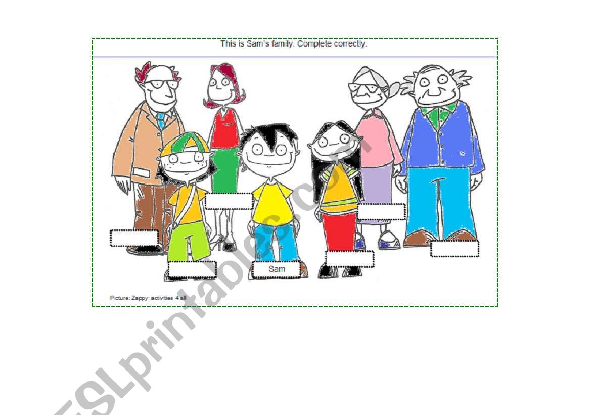 Sam´s family - ESL worksheet by readingaol