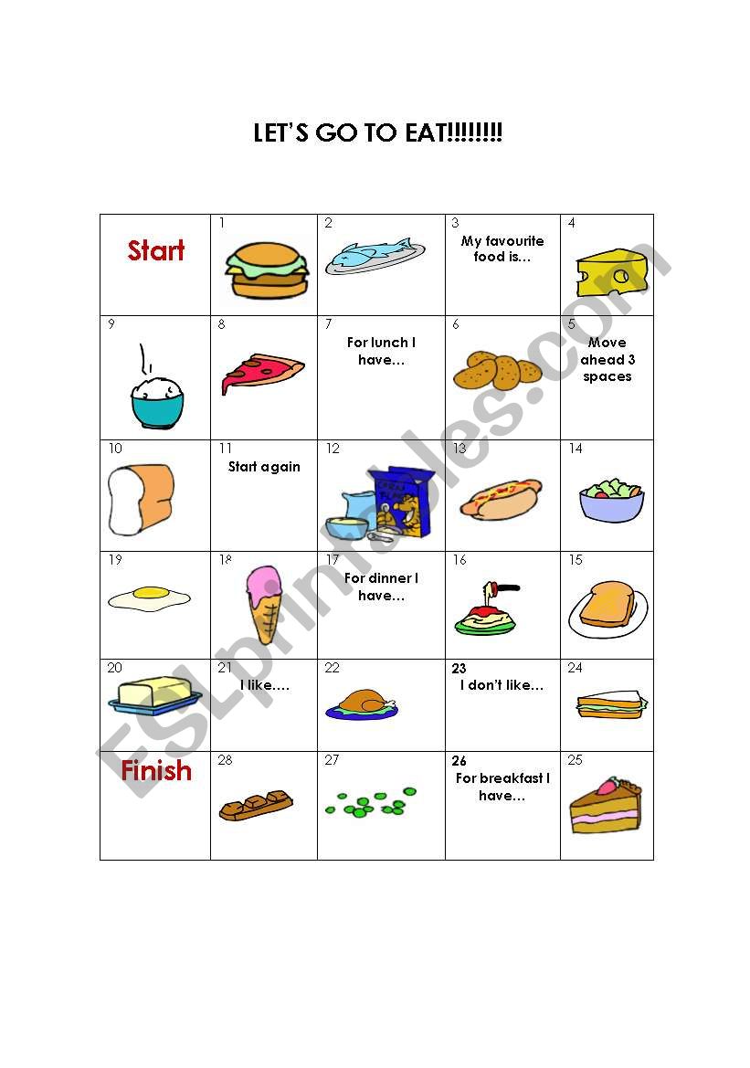 English worksheets: LET´S GO TO EAT!