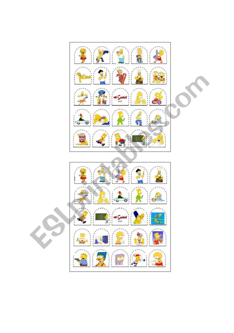 Play Simpson´s Bingo and Learn Verbs Part 1 - ESL worksheet by Yavet