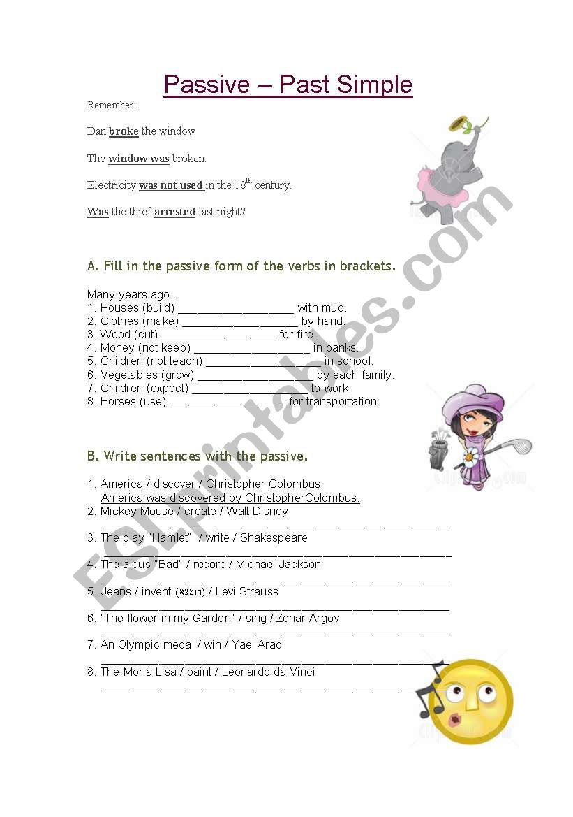 Passive – Past Simple - ESL worksheet by anatavner
