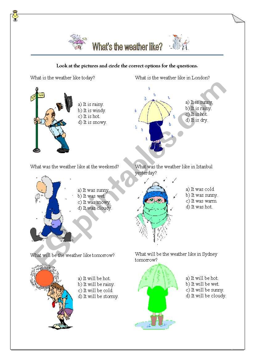 What´s the weather like? - ESL worksheet by miameto