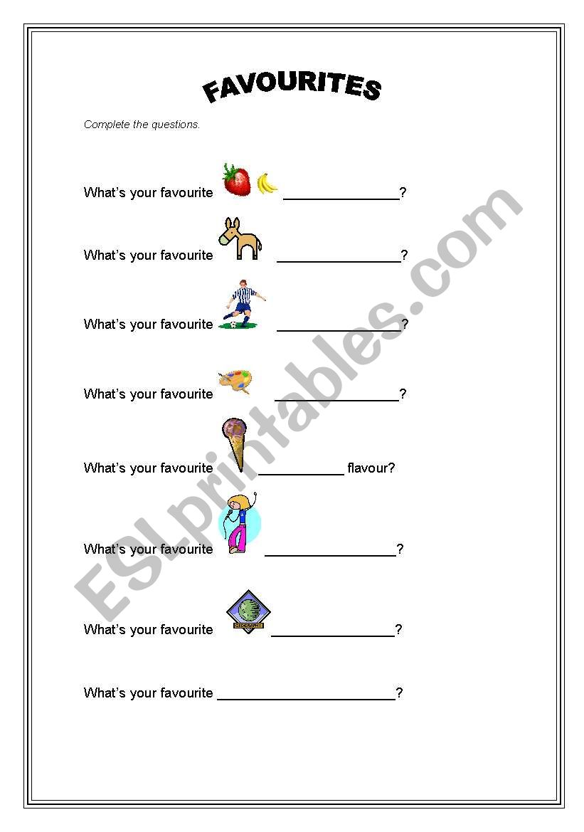 What´s your favourite..? - ESL worksheet by almantula