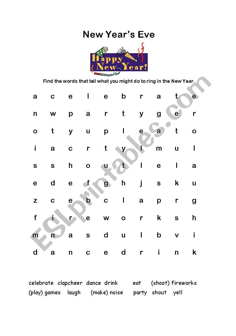 New Year S Eve Worksheets