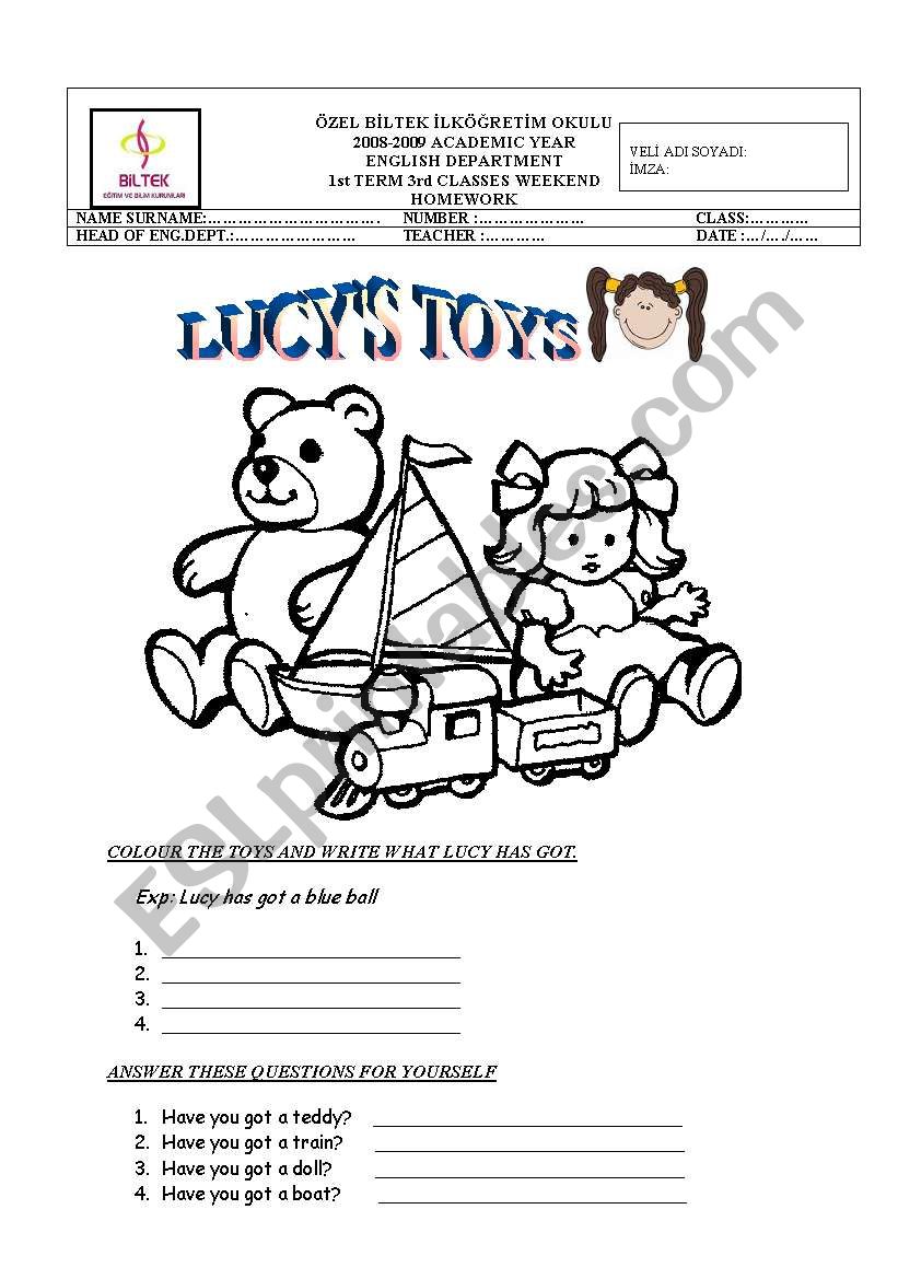 Lucy´s Toys - ESL worksheet by inciska