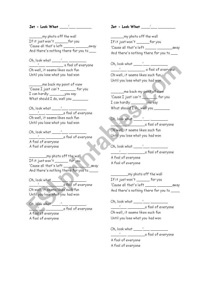 Look What You´ve Done - ESL worksheet by delfin