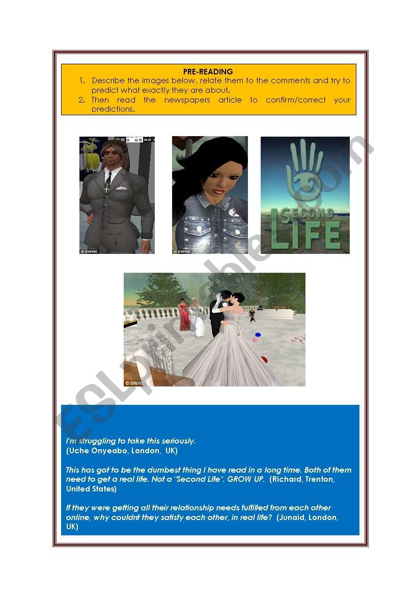 Internet games and love relationships (student´s version) - ESL ...