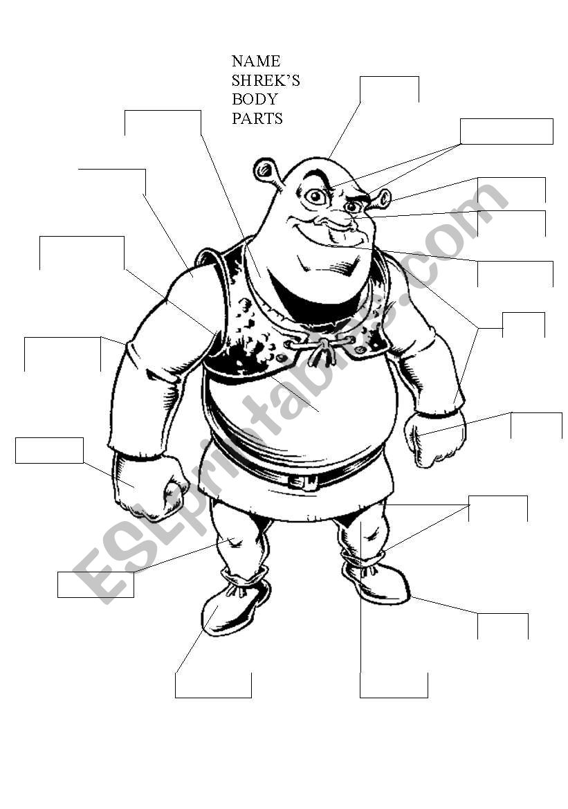 Shrek´s body parts - ESL worksheet by dulek