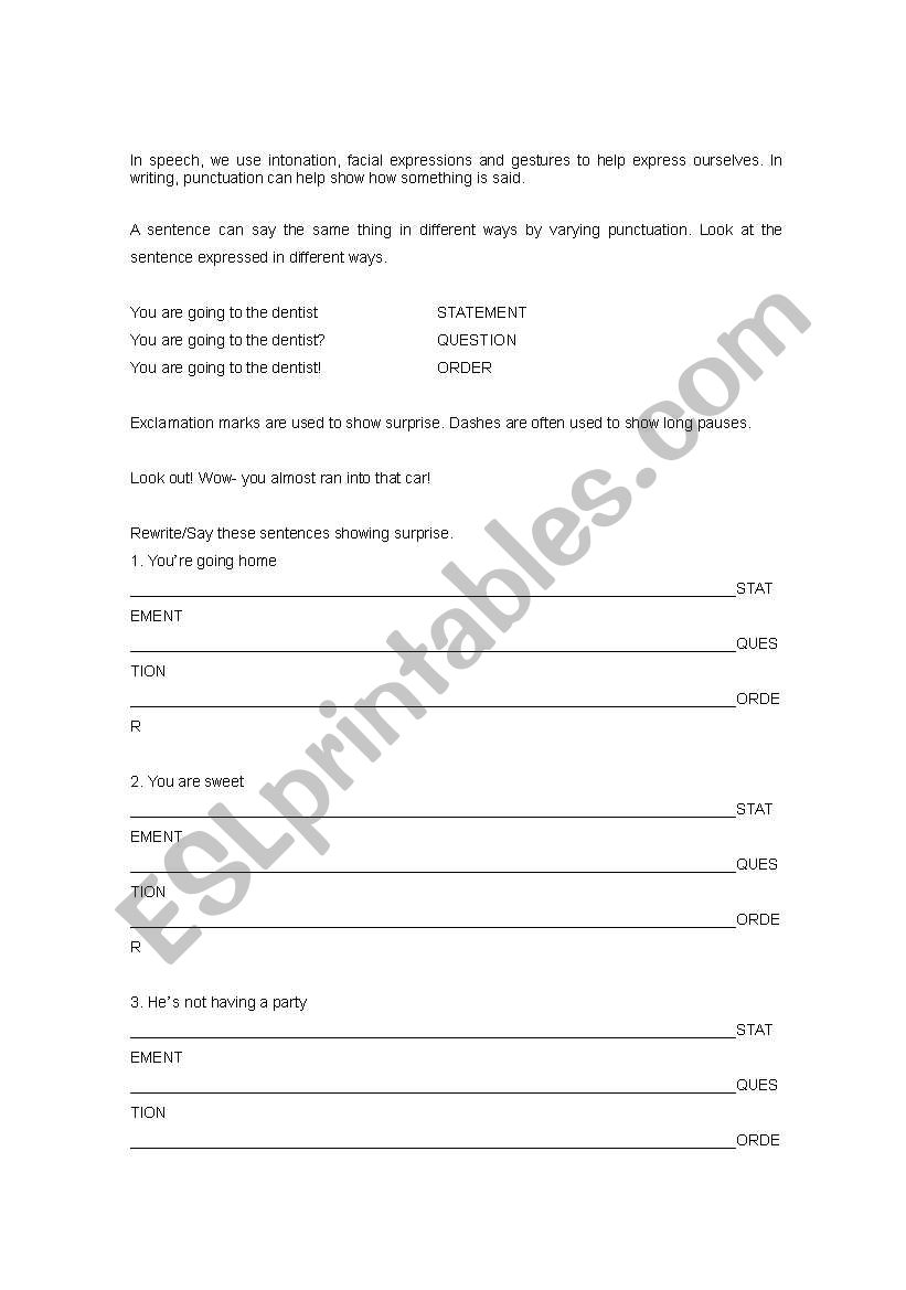 Intonation Intonation Intonation ESL Worksheet By Misslinz2315