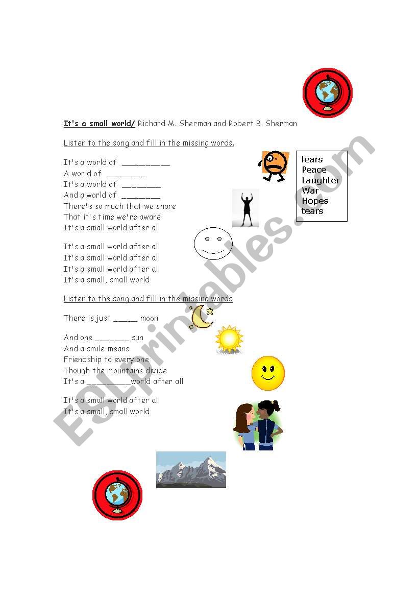 English worksheets: It´s a small world