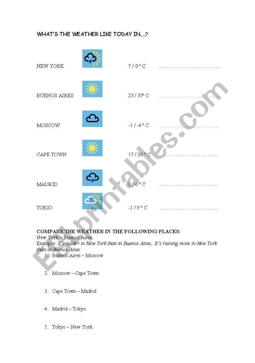 What´s the weather like in ...? - ESL worksheet by Isabel L