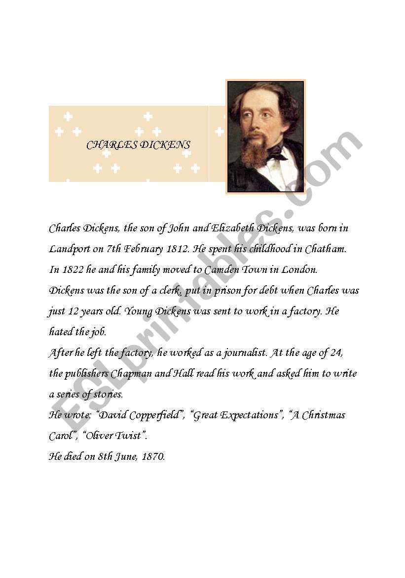 English worksheets: Dickens´ biography