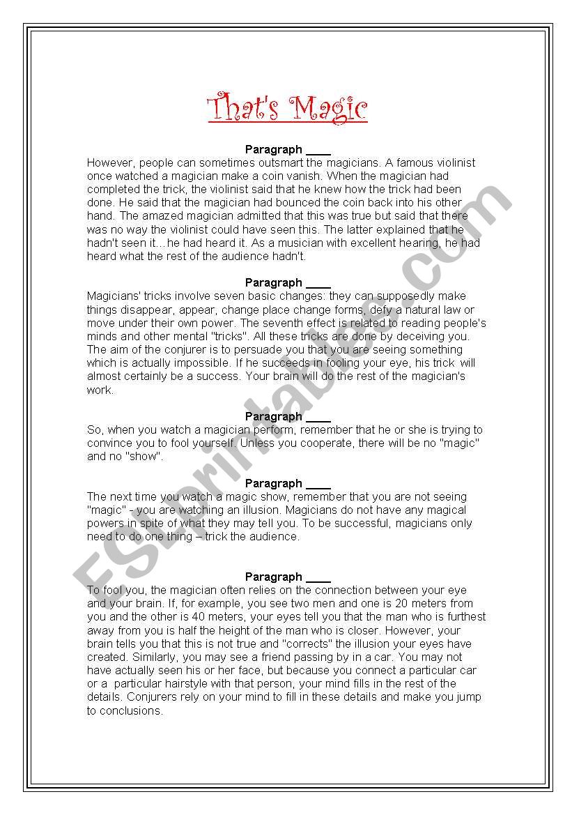 That´s Magic - ESL worksheet by anatavner