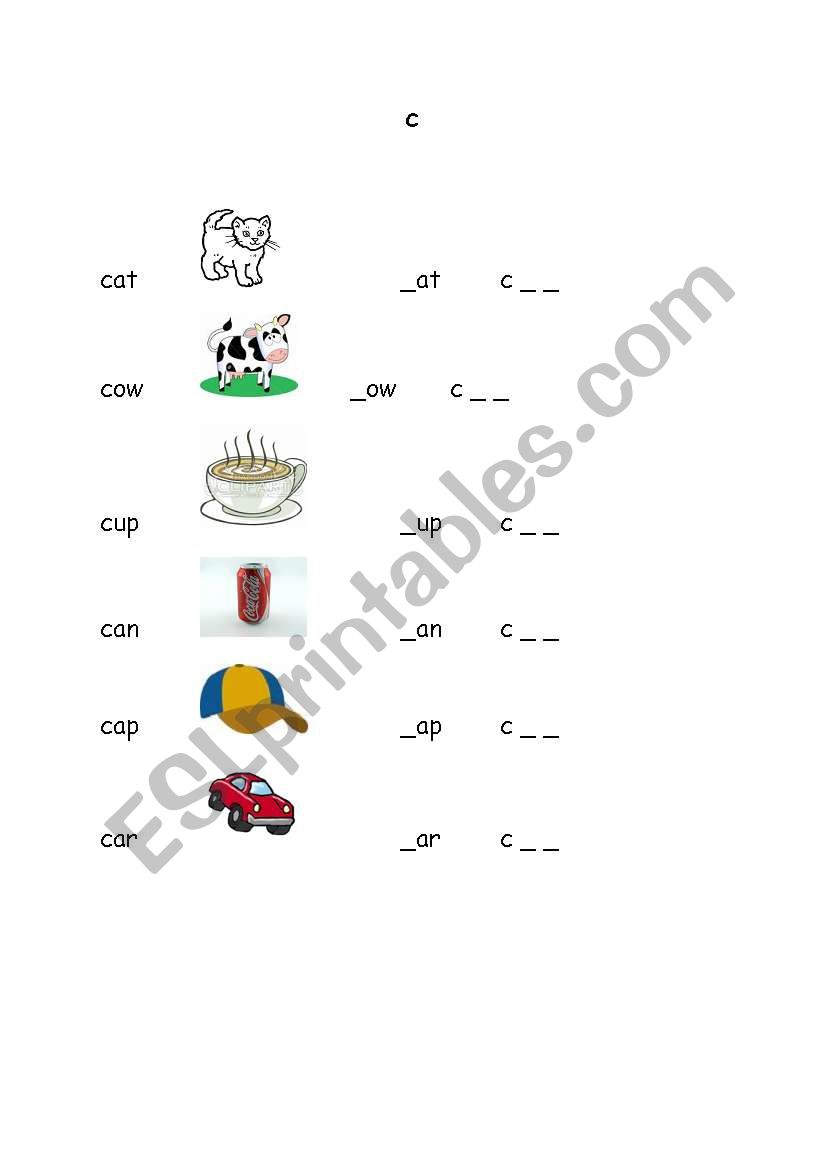 English worksheets: Initial letter sounds: ´c´