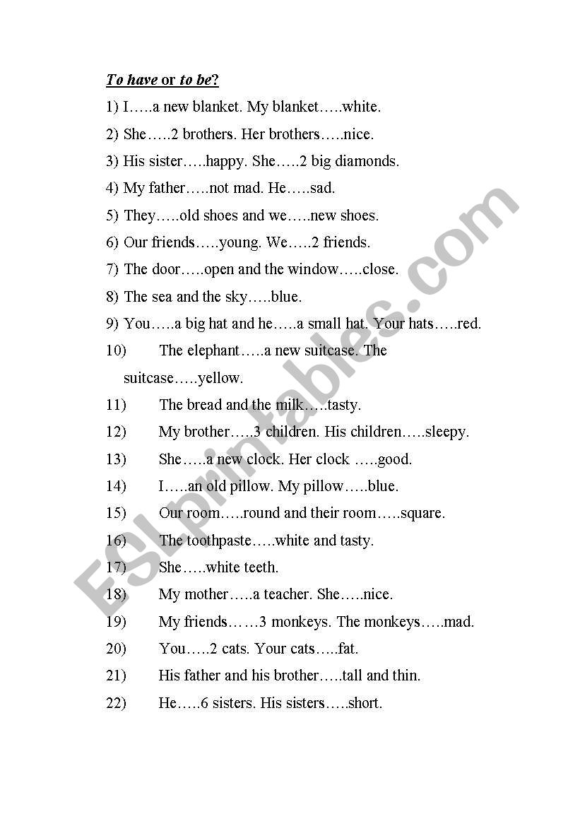 English Worksheets To Have Or To Be That s The Question Part 2 english-worksheets-to-have-or-to-be-that-s-the-question-part-2