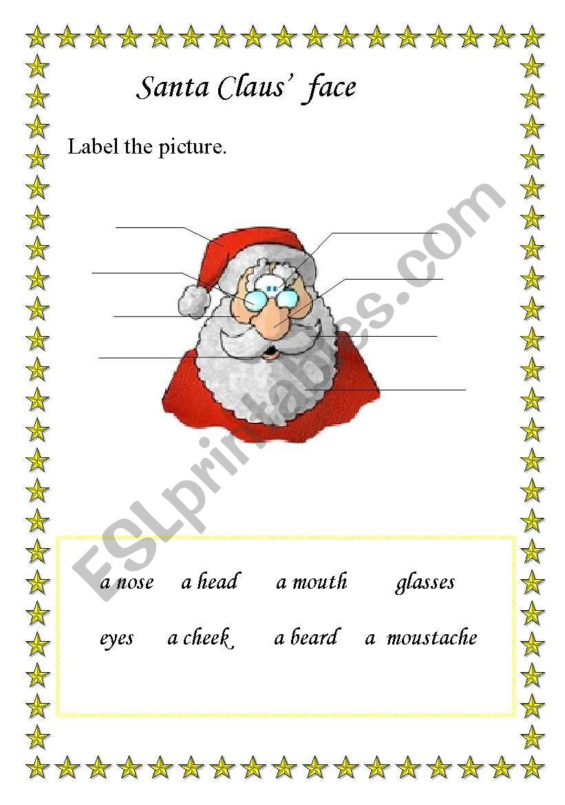 Santa Claus´ face - ESL worksheet by salomea
