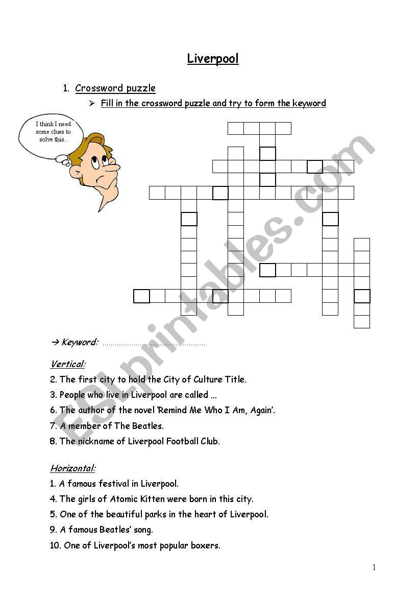 First half of worksheets ´lesson Liverpool´