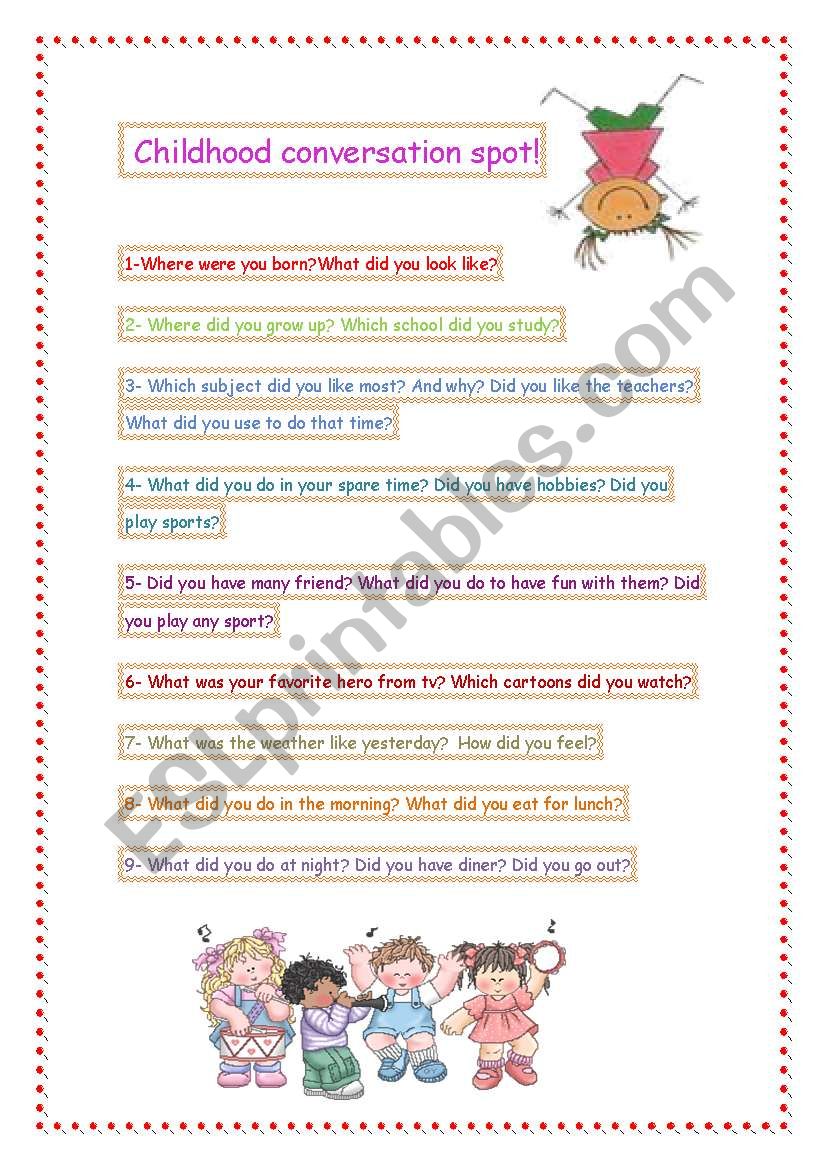 Childhood conversation spot! Let´s talk! - ESL worksheet by Afff