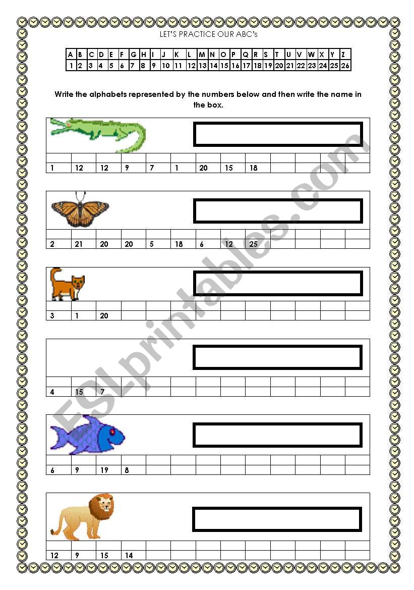 Writing Activity for Practicing ABC´s - ESL worksheet by gmronline