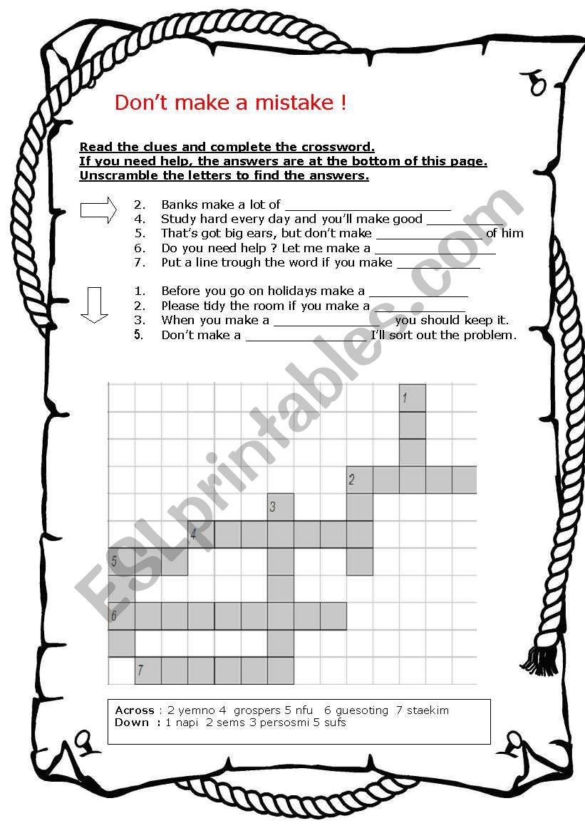 DonÂ´t make mistake (expressions with make) - ESL worksheet by demeuter