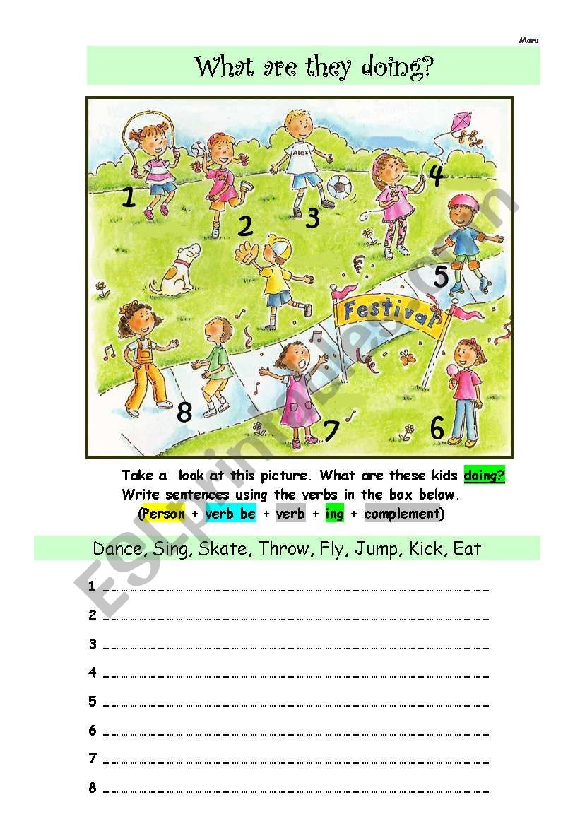 What Are They Doing ESL Worksheet By Mr Maru