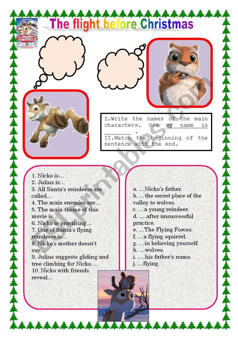 Movie worksheet ´The flight before Christmas´ - ESL worksheet by daivluko